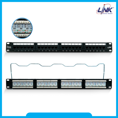 แผงกระจายสายแลน CAT5E PATCH PANEL 24 PORT (1U) ยี่ห้อ LINK รุ่น US-3024 ...