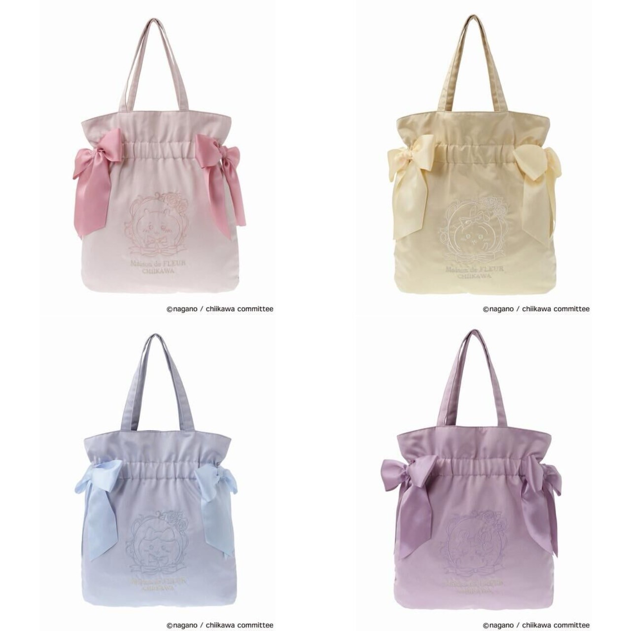 PRE-ORDER : Maison de FLEUR x Chiikawa Embroidered Double Ribbon Tote ...