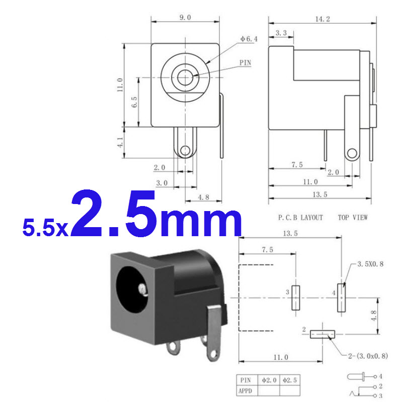 Female DC Power Jack supply socket 5.5X2.5mm - ขาย Arduino อุปกรณ์ฯ ...